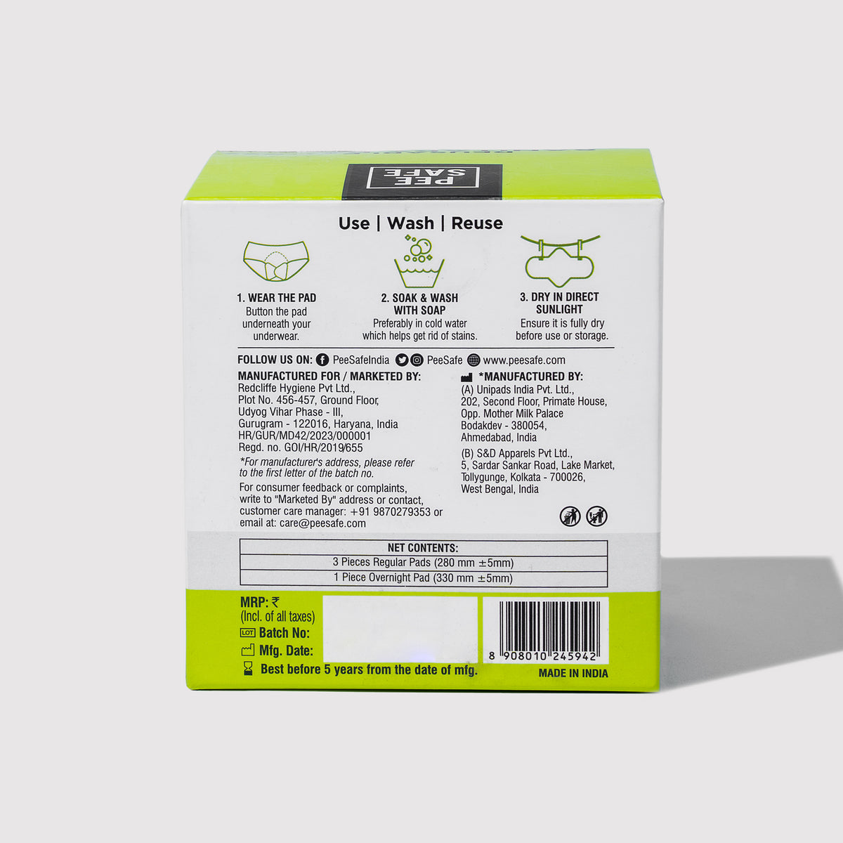 Reusable Sanitary Pads (3 Regular Pads + 1 Night Pad)