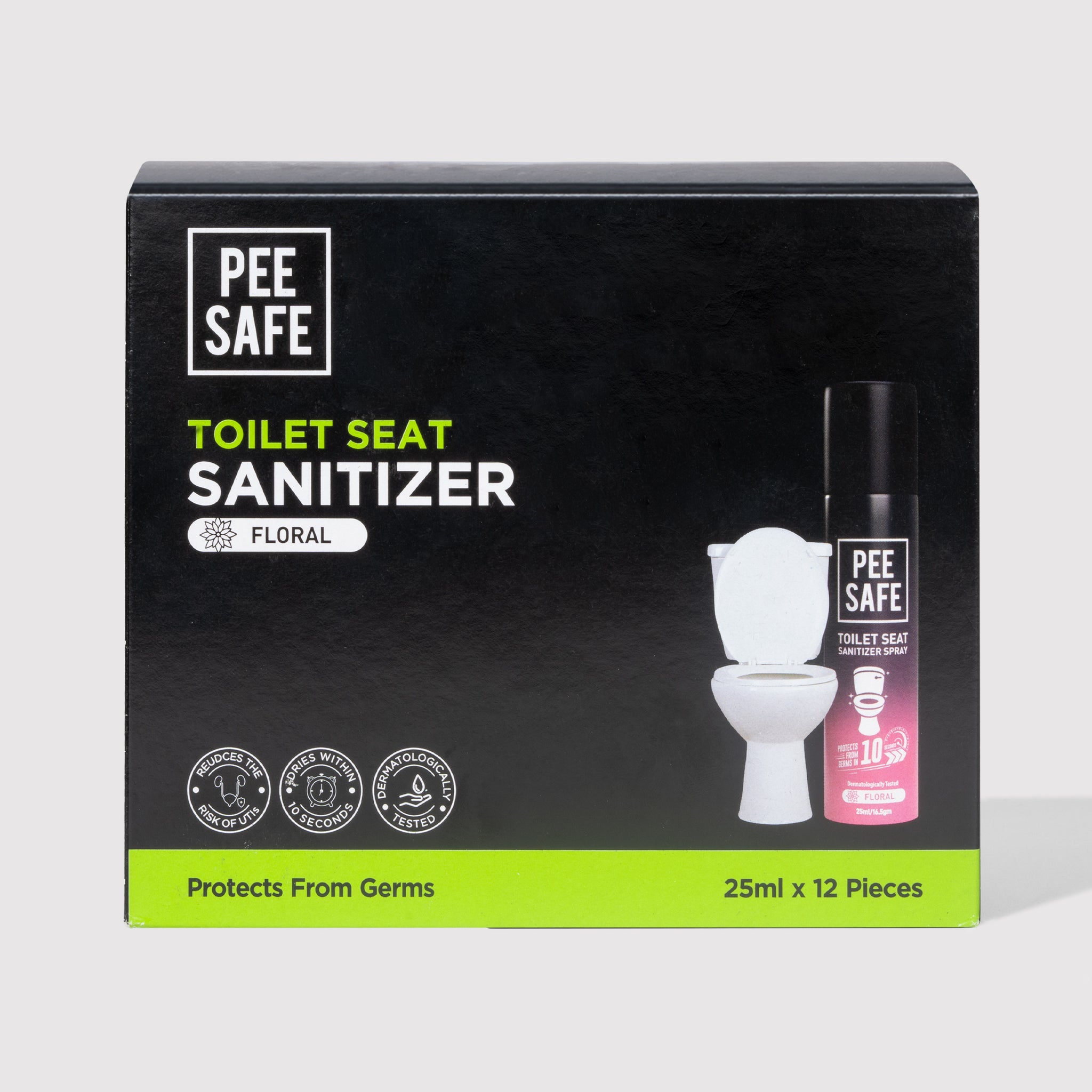 Pee Safe Toilet Seat Sanitizer Spray | Floral | 25 ML | Pack Of 12