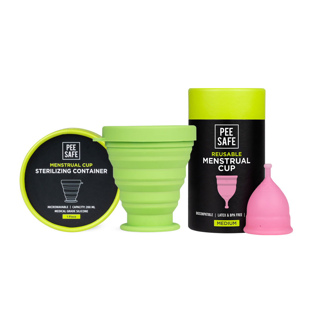 Menstrual Cup(M) + Sterilizer Container | Pee Safe
